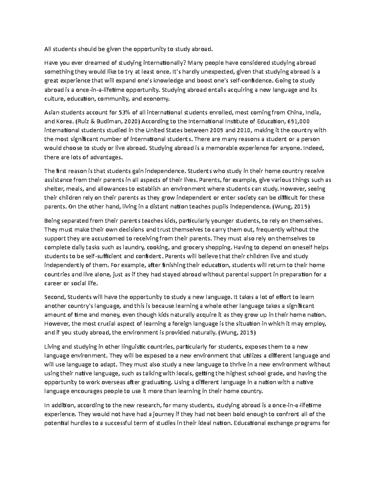 Argumentative Essay - All students should be given the opportunity to ...