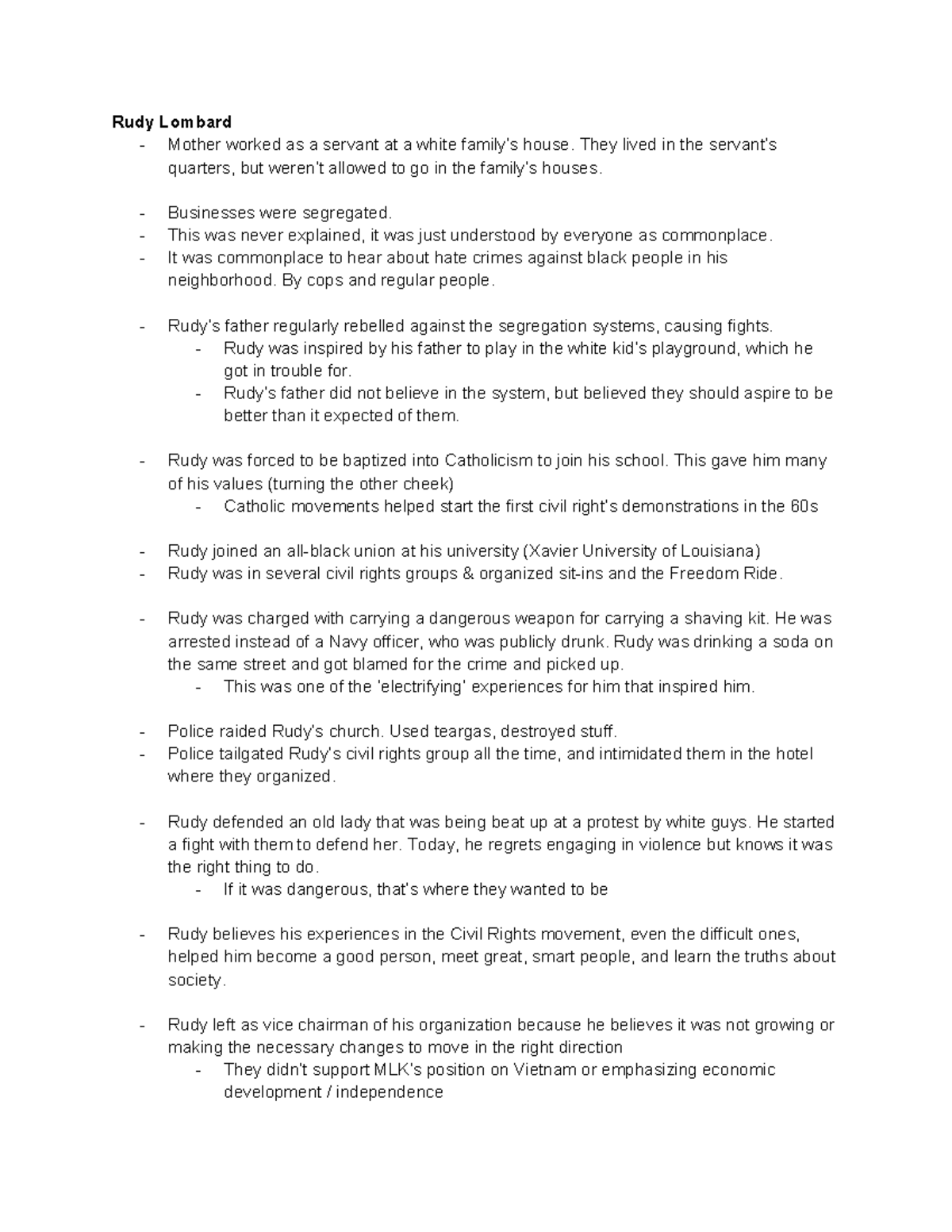 Rudy Lombard Interview - Rudy Lombard - Mother worked as a servant at a ...