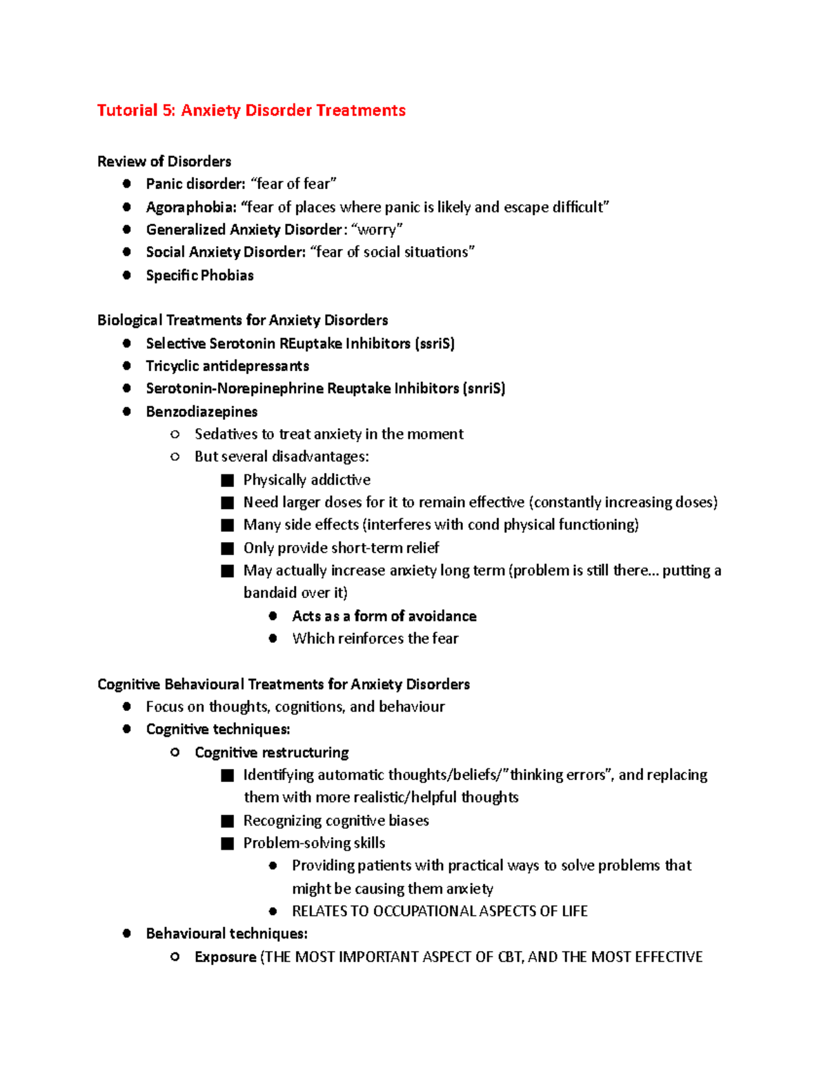 Tutorial 5 Anxiety Disorder Treatments - Tutorial 5: Anxiety Disorder ...