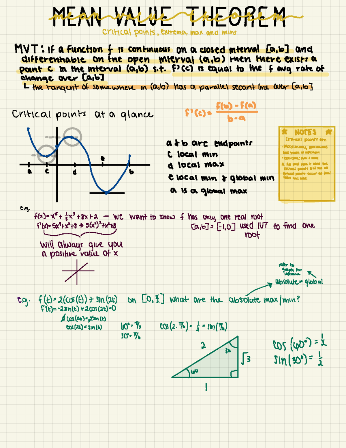 Mean value theorem - meannnaettertne#Mmr critical points , extrema ...