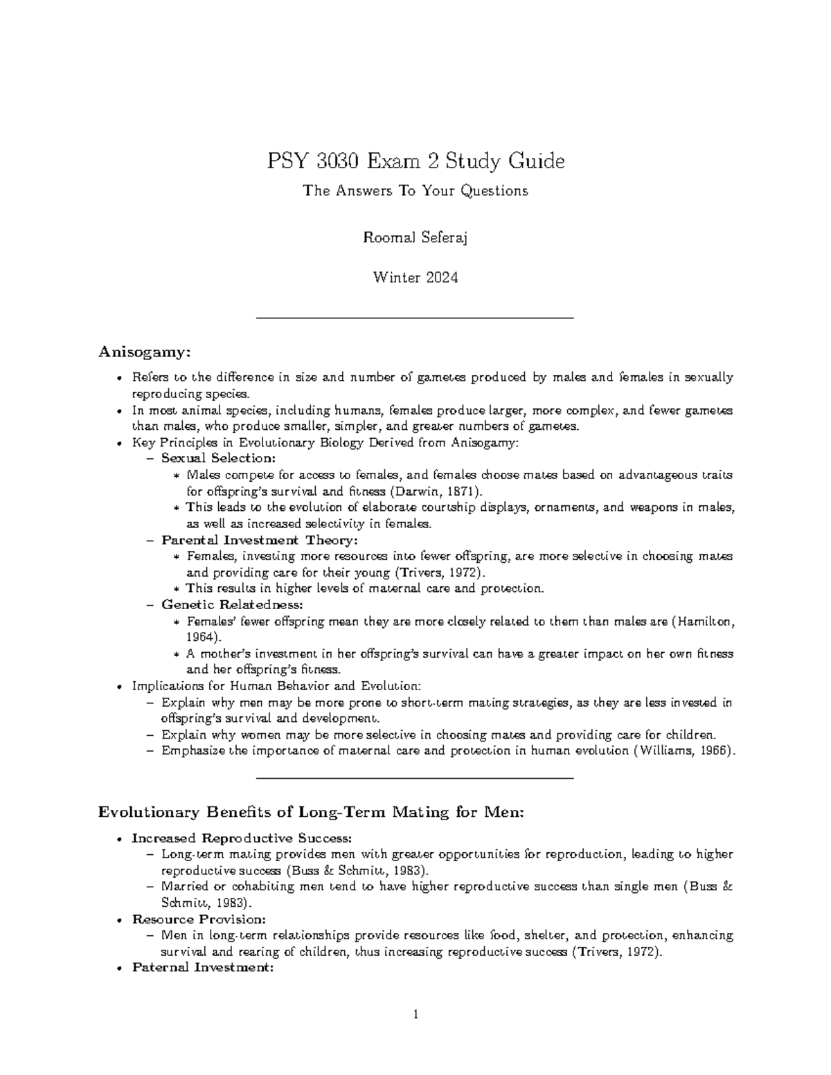 PSY 3030 Exam 2 Study Guide - PSY 3030 Exam 2 Study Guide The Answers ...