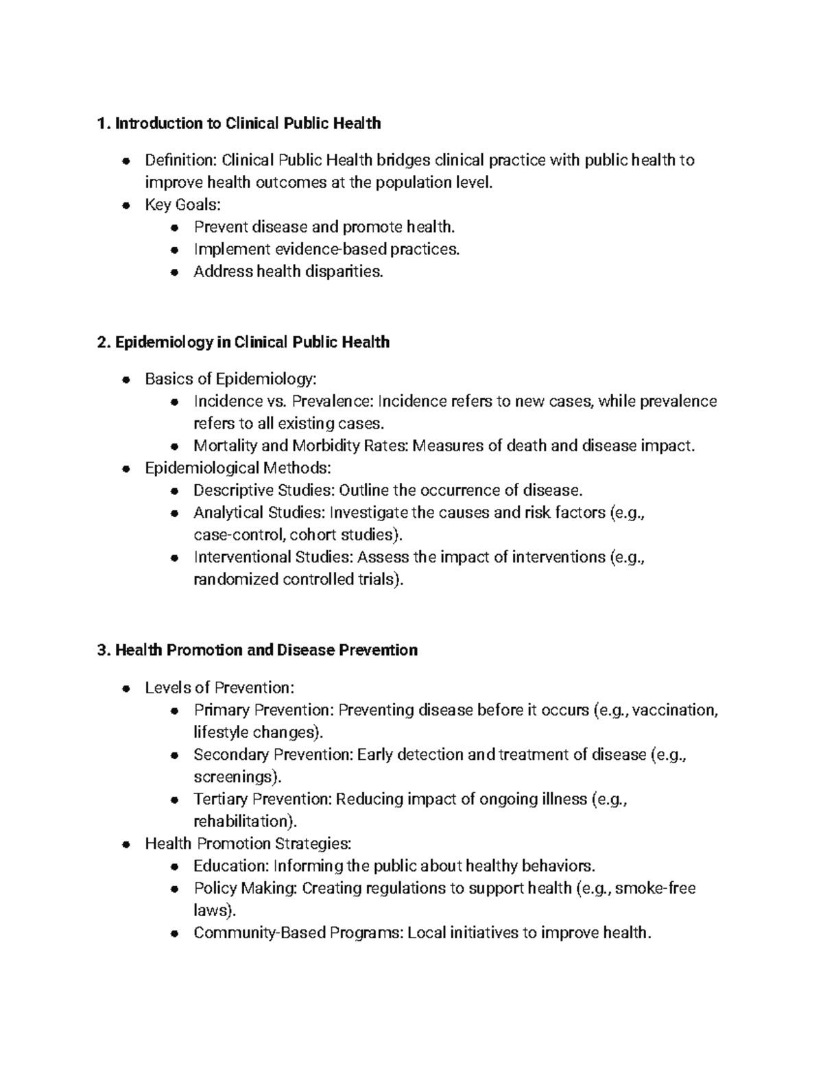 Clinical Public health - Key Goals: Prevent disease and promote health ...