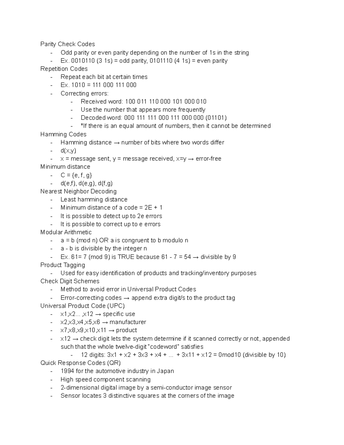 GEMATMW Coding & Cryptography - Parity Check Codes - Odd parity or even ...