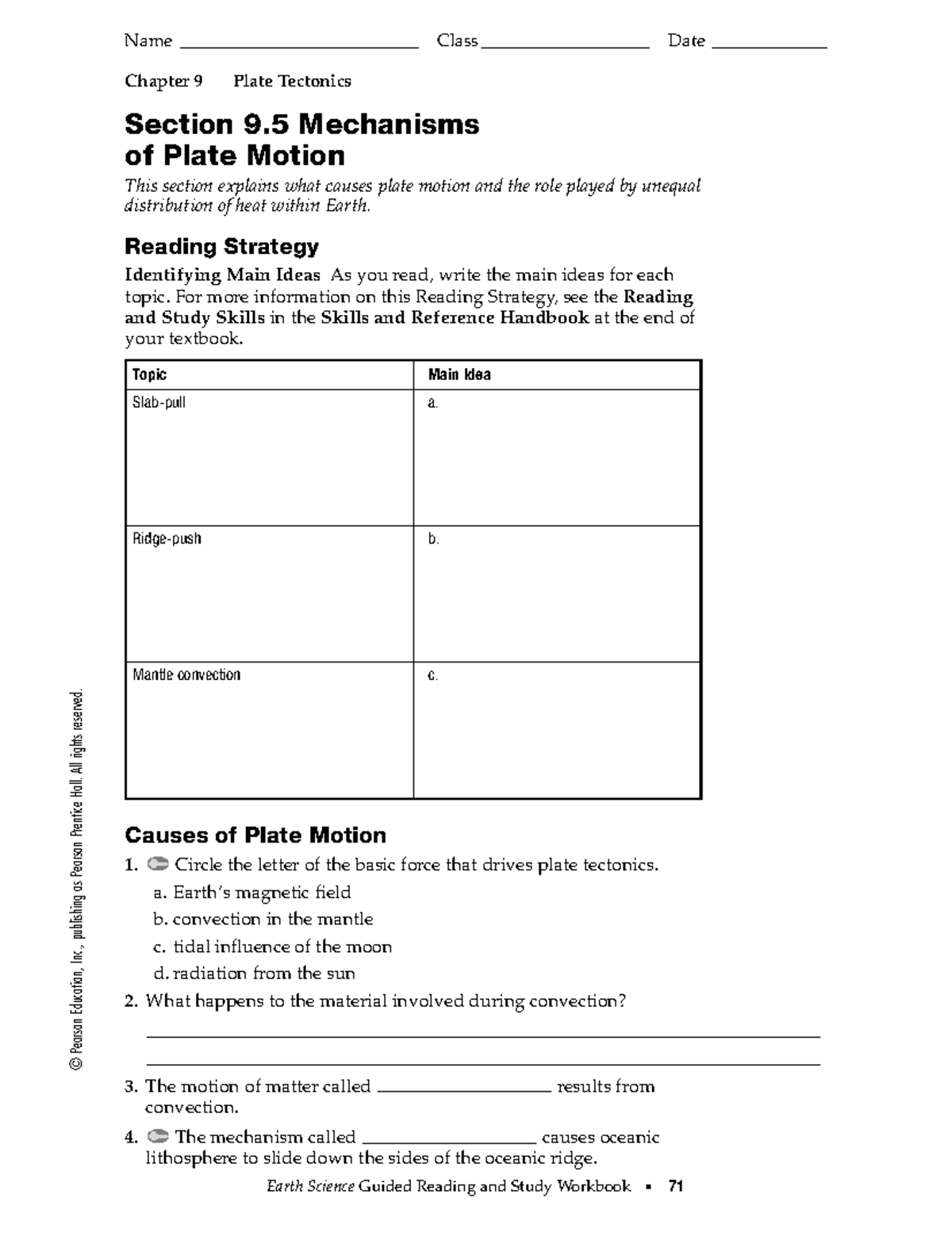 32. Mechanisms of Plate Motion - Name ___________________________ Class