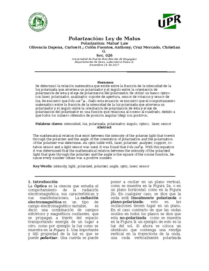 Lab 11 Polarización - La Ley de Malus - Polarización – La Ley de Malus ...