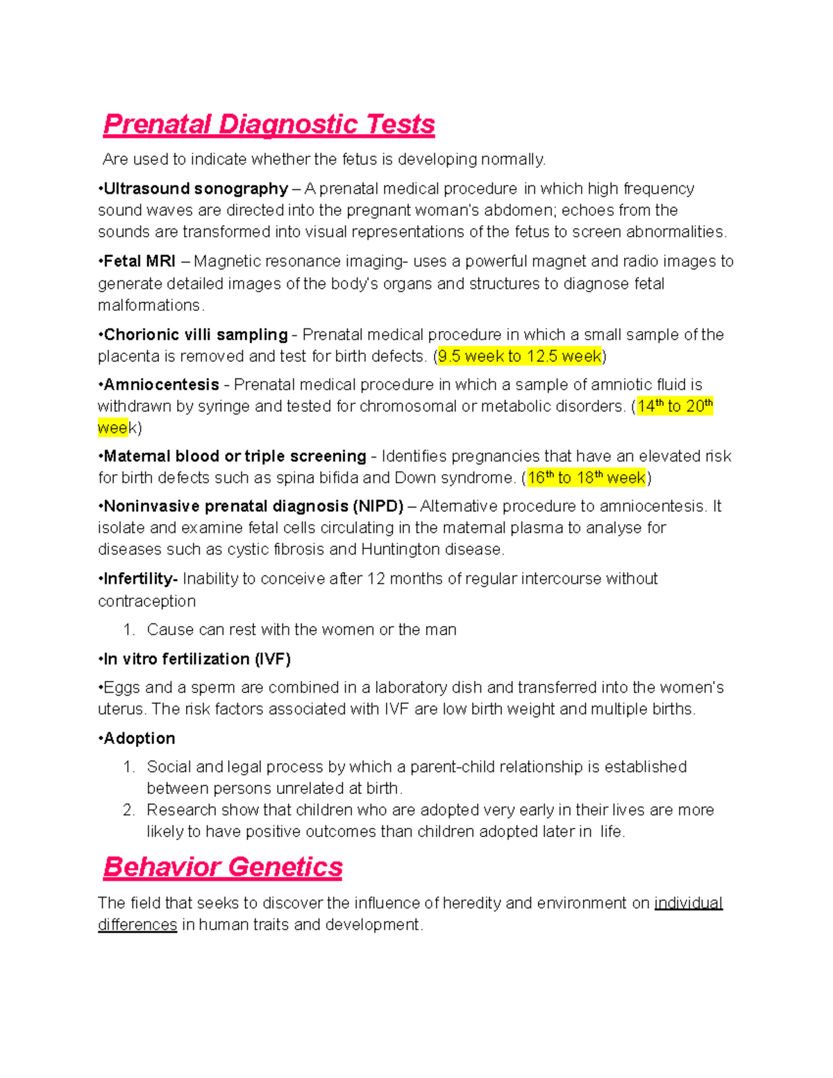 Psych 302 Ch - Prenatal Diagnostic Tests - Prenatal Diagnostic Tests ...