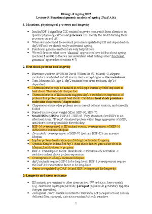 Biol3017 Biology of Ageing - Biology of Ageing 2023 Course organizer ...