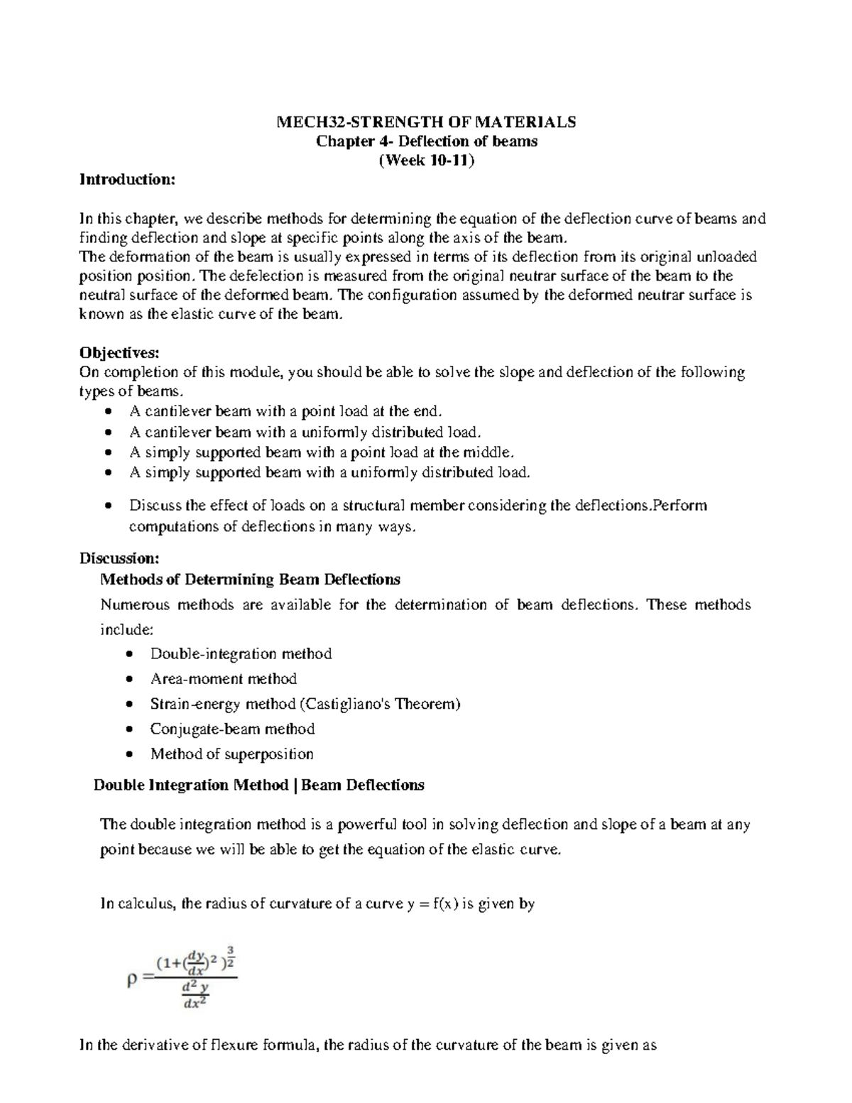 Deflection-OF-BEAM - Thanks - MECH32-STRENGTH OF MATERIALS Chapter 4 ...