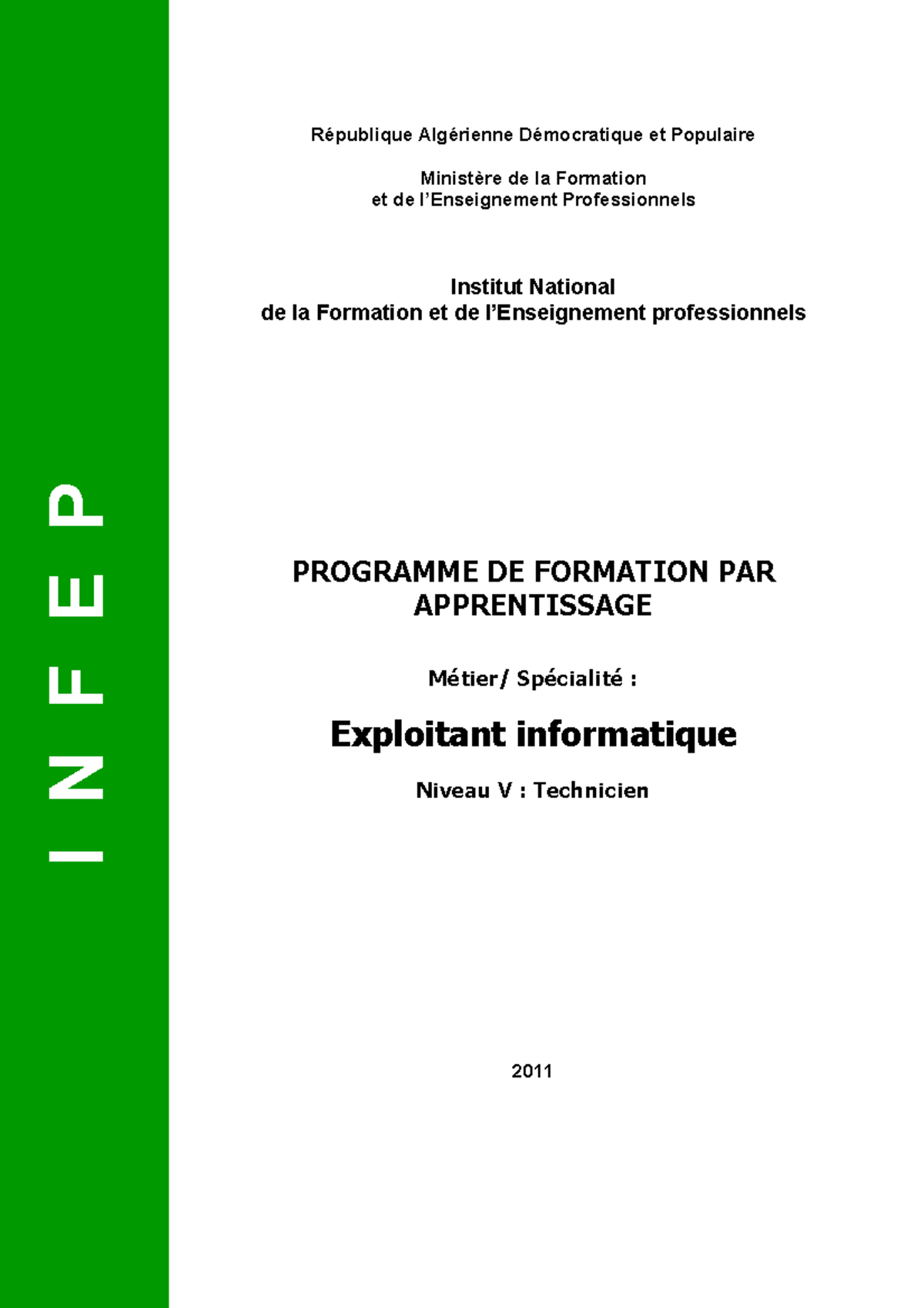 INF 0701-Exploitant Informatique N4 APP - - Studocu
