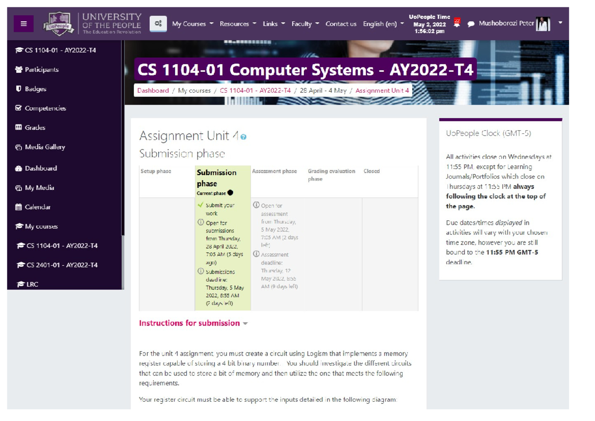 Assignment unit 4 Submission Phase - BS in Computer Science - Studocu