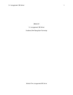 2-1 Assignment HR Inbox - , our company brand, and our employees. A video explaining the job's ...