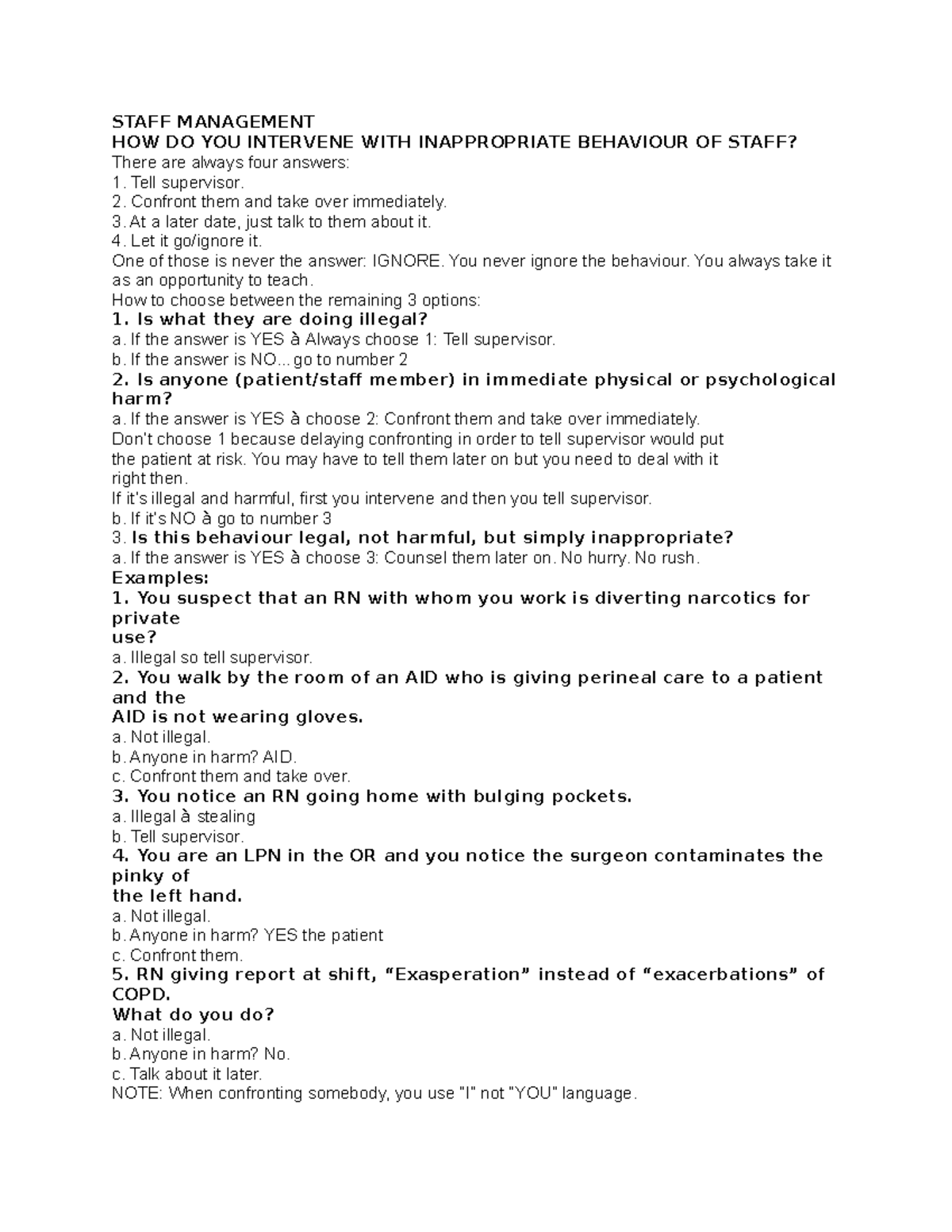 Staff Management - STAFF MANAGEMENT HOW DO YOU INTERVENE WITH ...