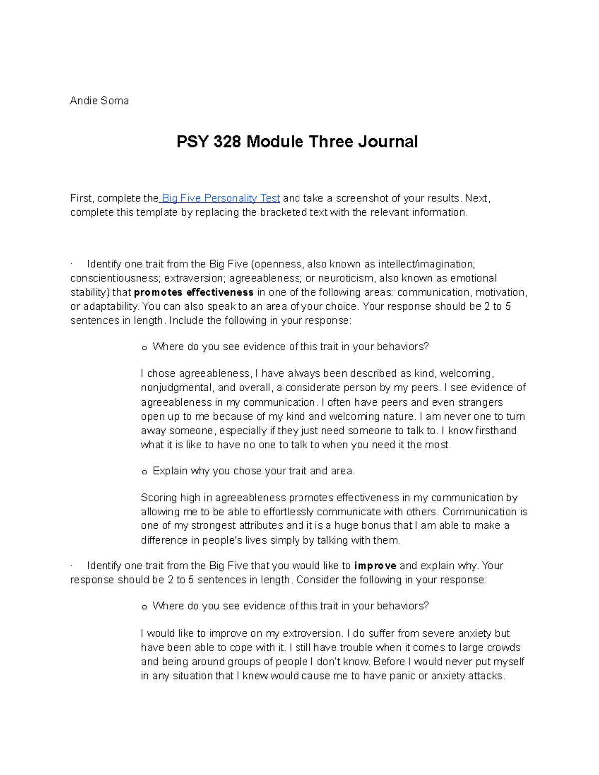 PSY 328 Module Three Journal - Andie Soma PSY 328 Module Three Journal ...
