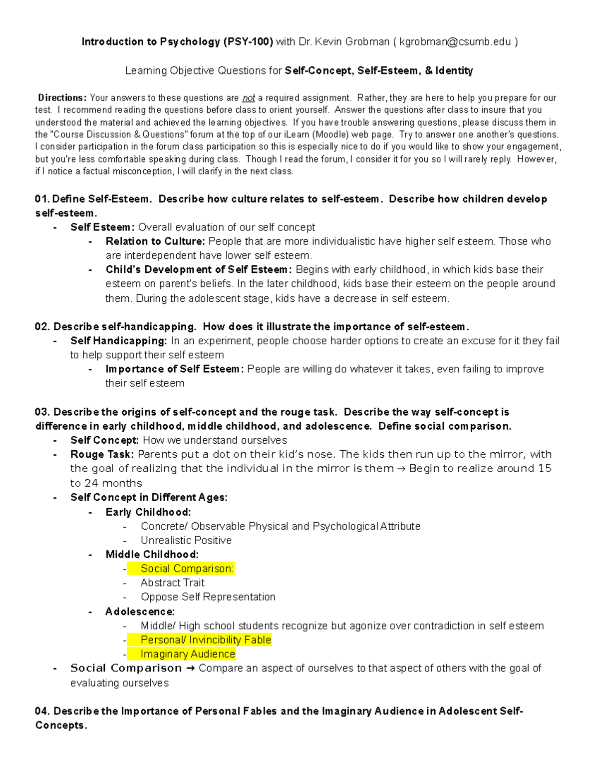 17 Personality I Self Concept, Self Esteem, and Identity - Introduction ...