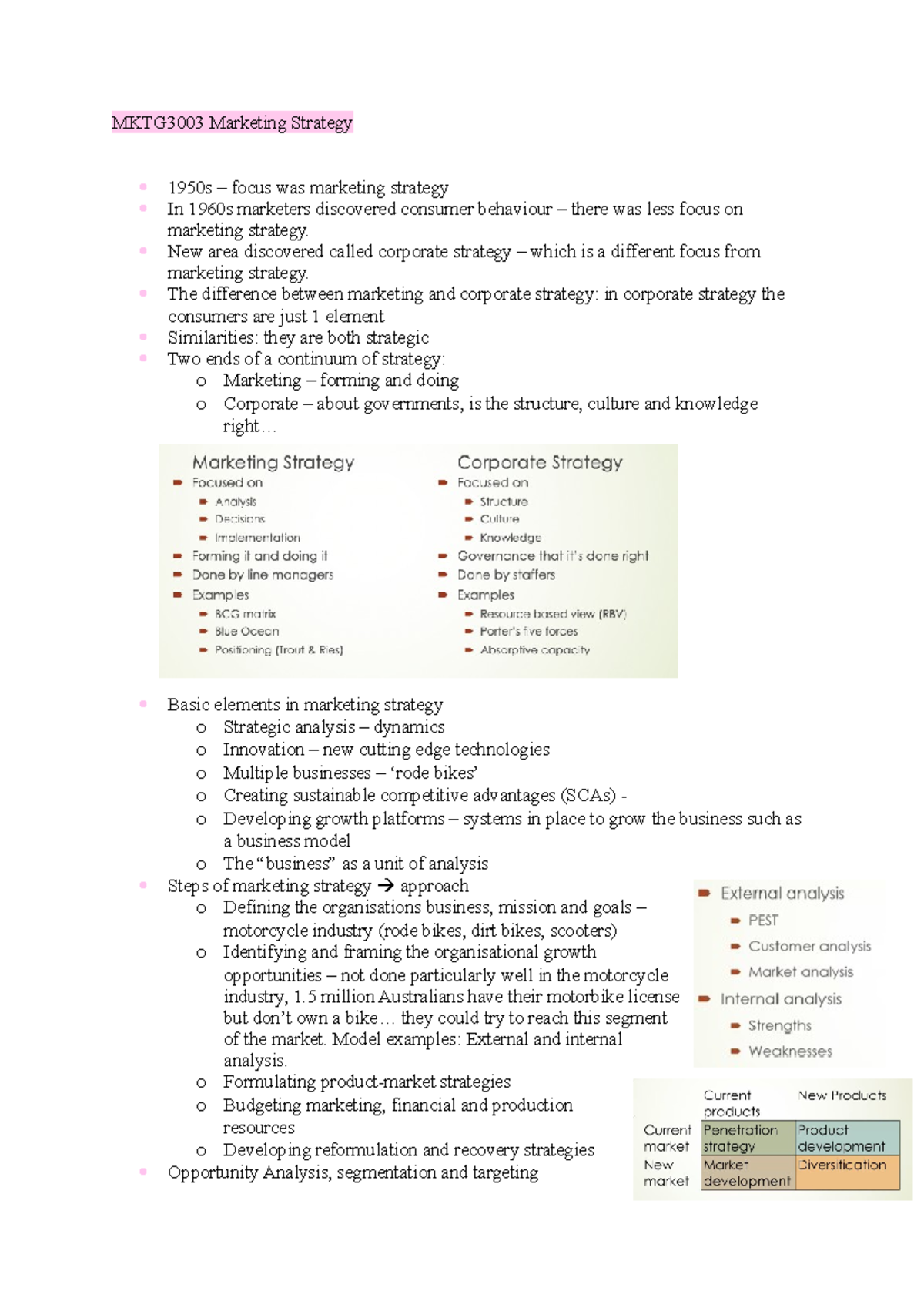 MKTG3003 Marketing Strategy - New area discovered called corporate ...