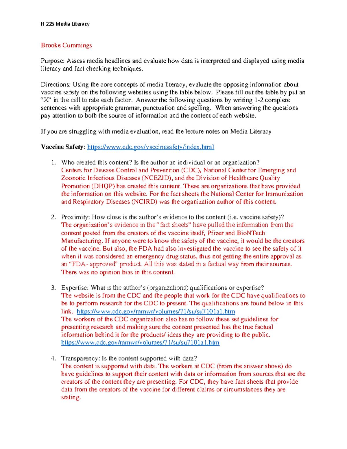 H225 media literacy assignment - H 225 Media Literacy Brooke Cummings ...