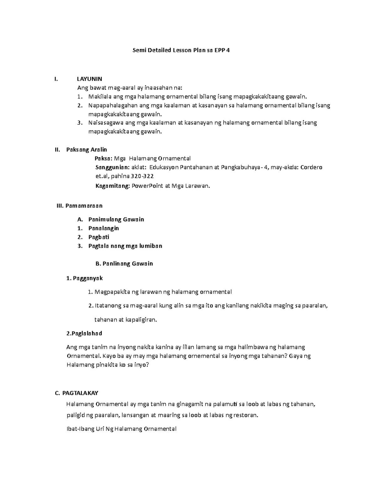 1654649263503 SEMI DLP EPP2 - Semi Detailed Lesson Plan sa EPP 4 I ...