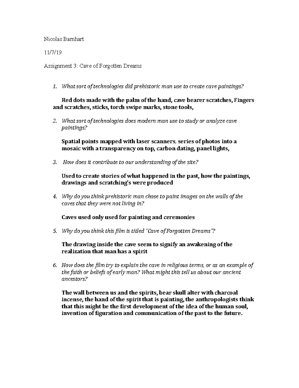 Questions for Assignment 3 - Nicolas Barnhart 11/7/ Assignment 3: Cave ...