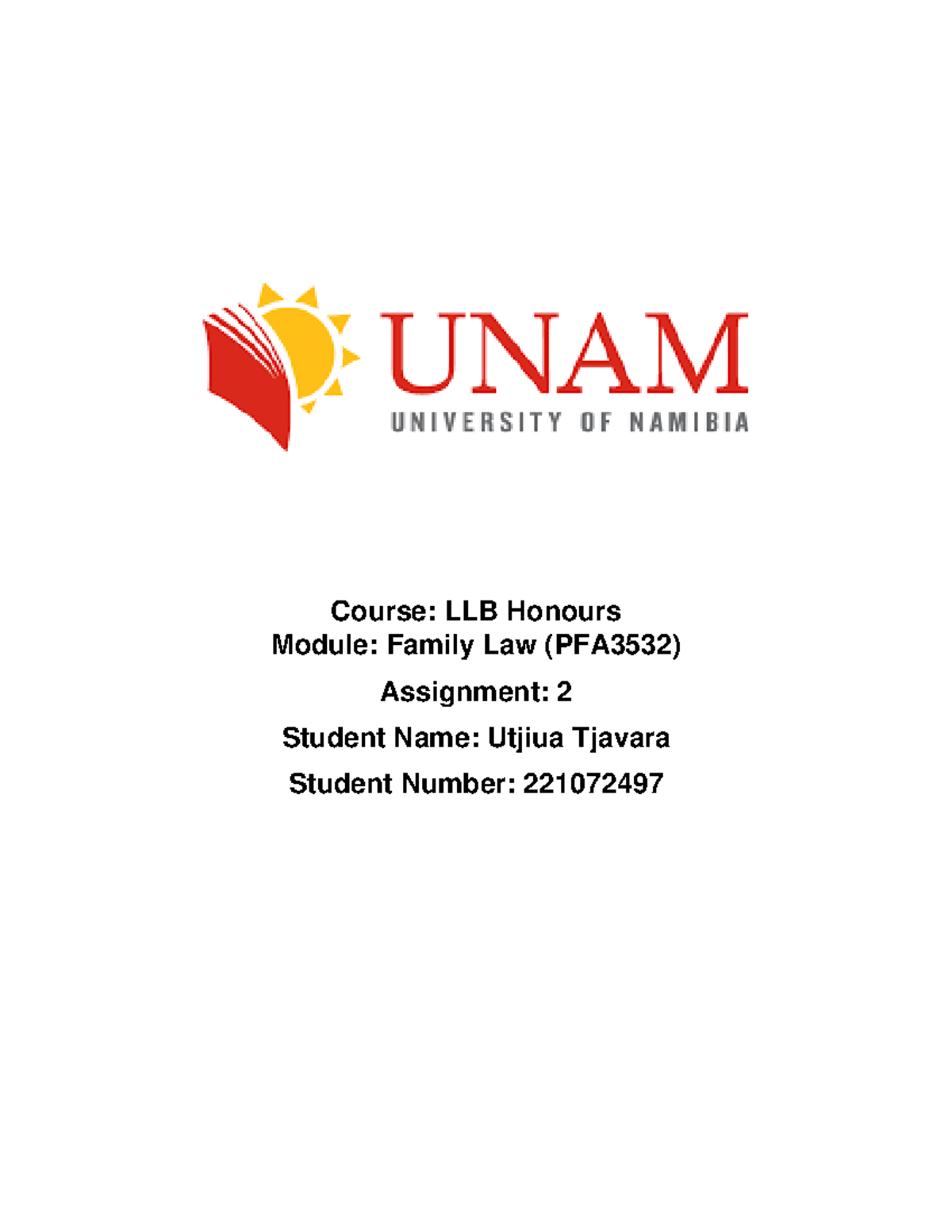 Family Law assignment 2 - Course: LLB Honours Module: Family Law ...