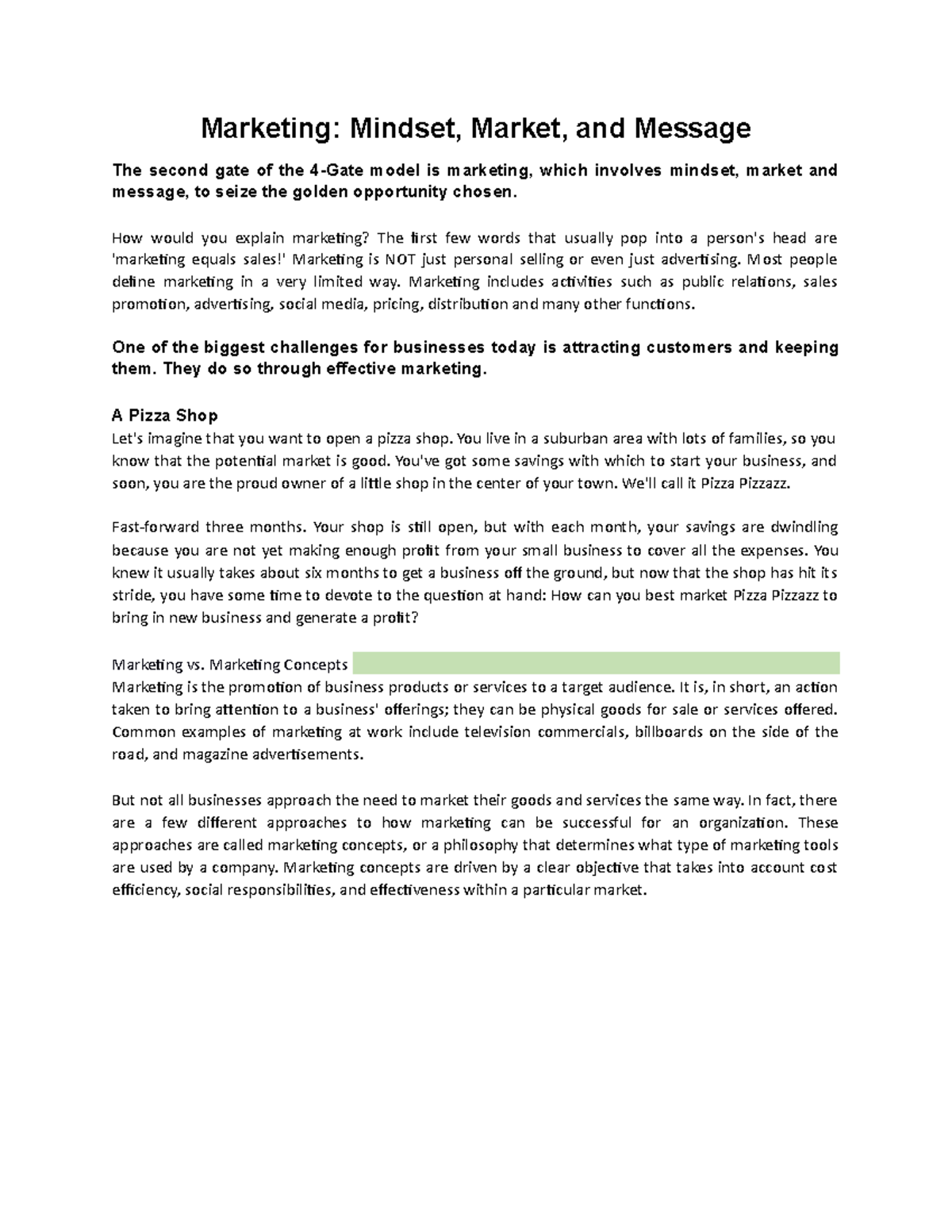 Marketing - Mindset, Market, and Message - Marketing: Mindset, Market ...