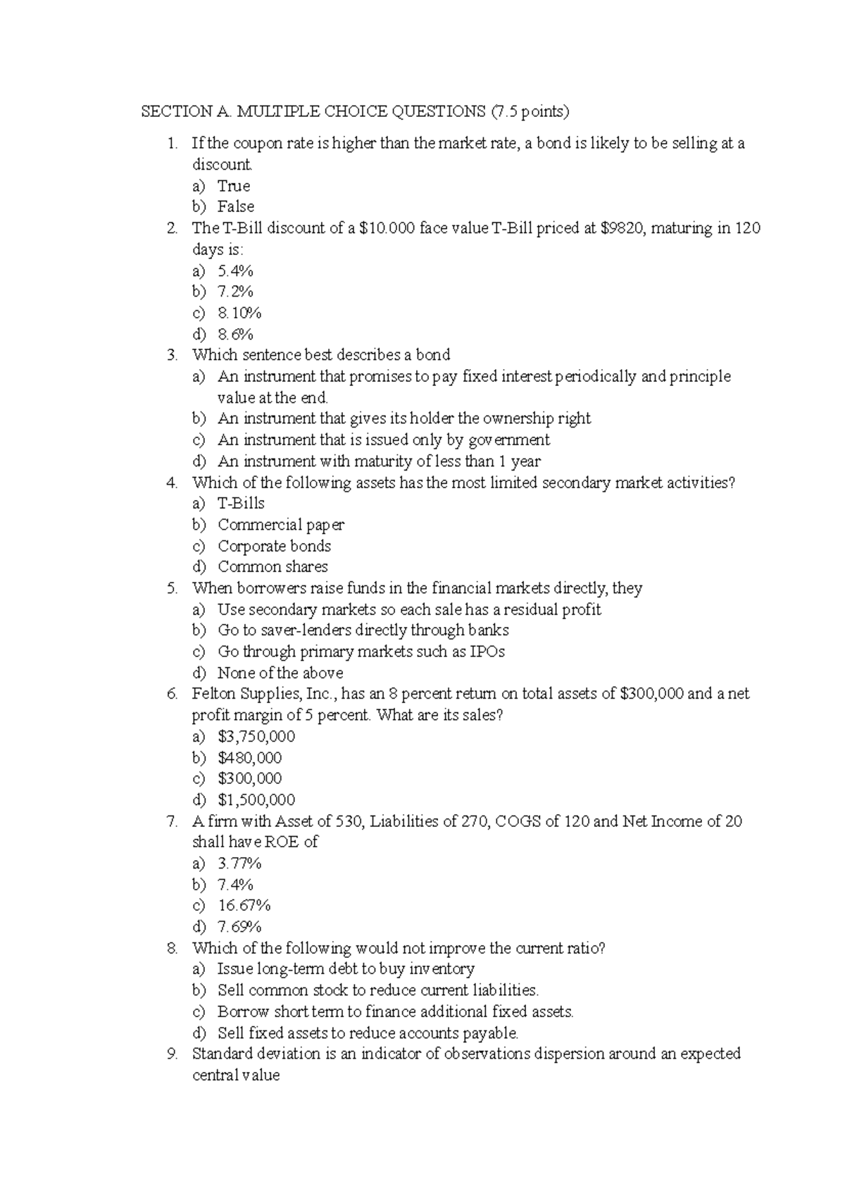 CK LTTC CLC cô Hà Thanh 18-19 - Tôm Phạm - SECTION A. MULTIPLE CHOICE ...
