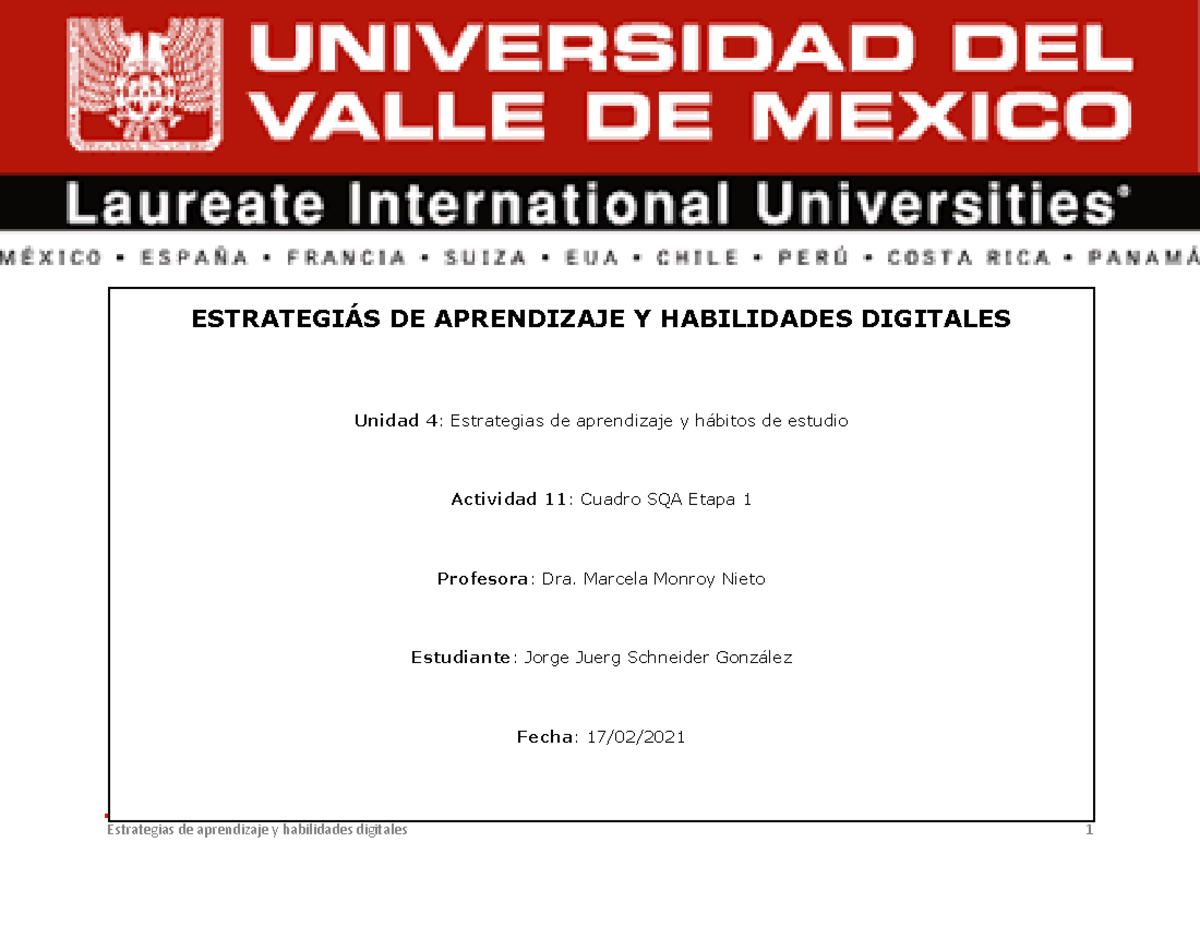 ESTRATEGIÁS DE APRENDIZAJE Y HABILIDADES DIGITALES Unidad 4 ...