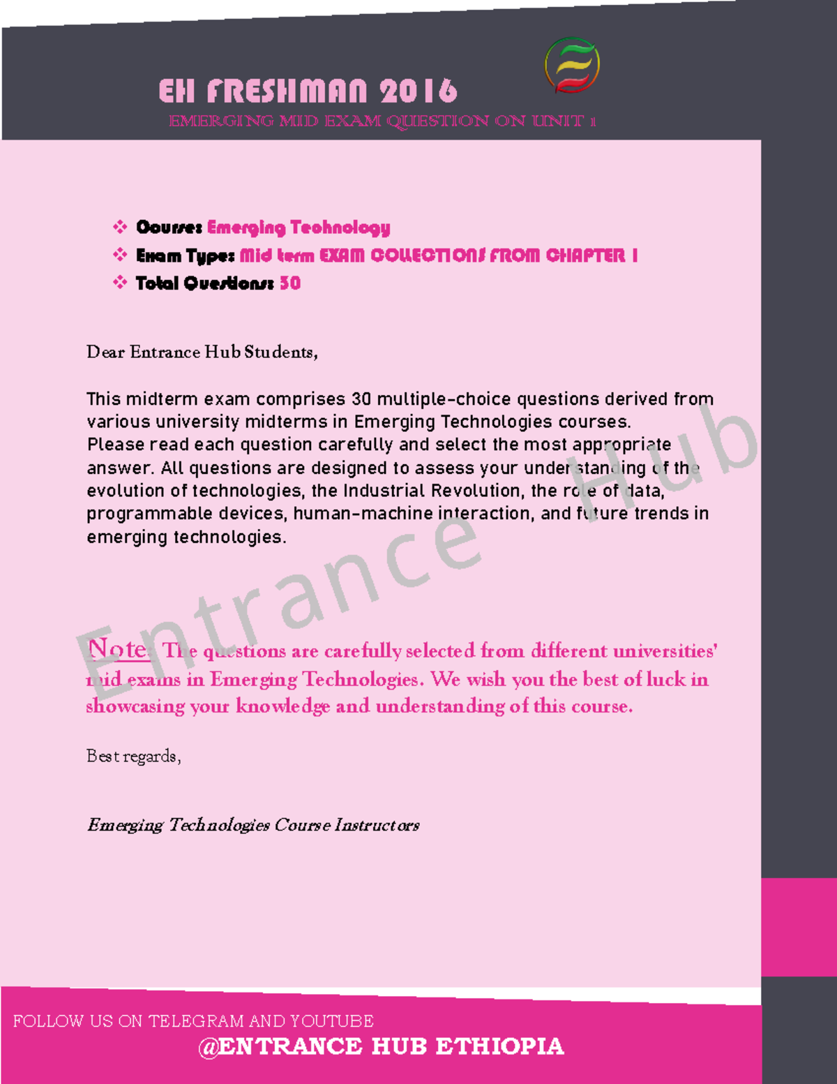 Emerging mid collection unit 2 - ENTRANCE HUB ETHIOPIA EH FRESHMAN 2 ...