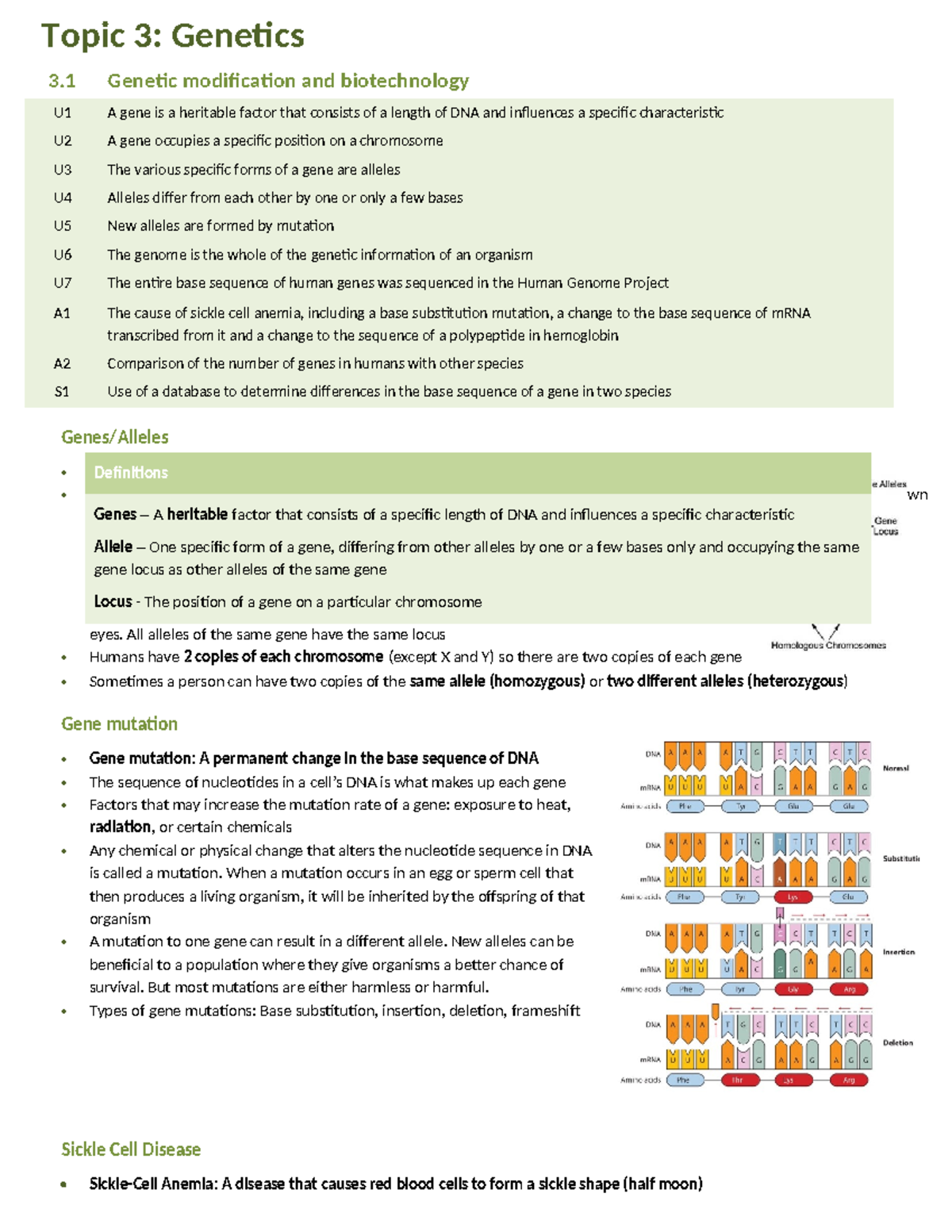 3 - notes - Topic 3: Genetics 3 Genetic modification and biotechnology ...