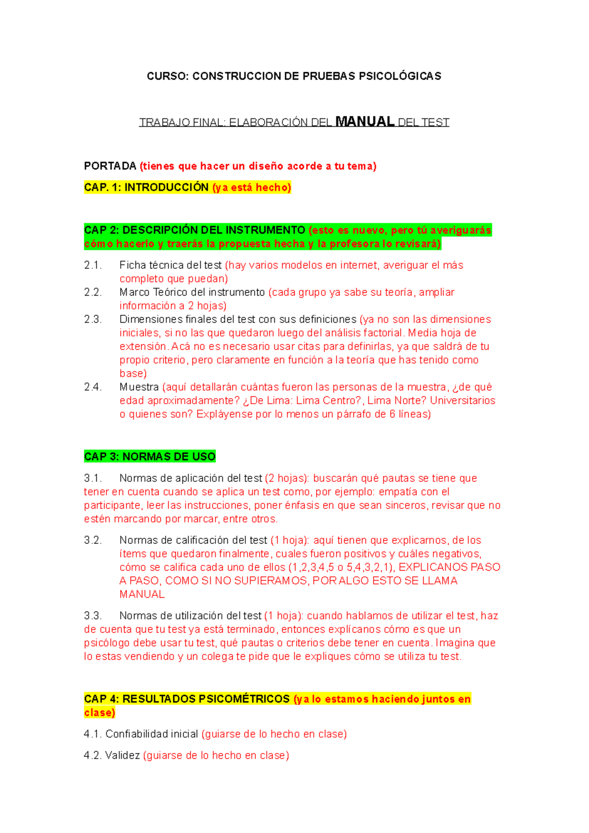 Formato DEL Trabajo Final DEL Curso Construccion DE Pruebas - CURSO: CONSTRUCCION DE PRUEBAS ...