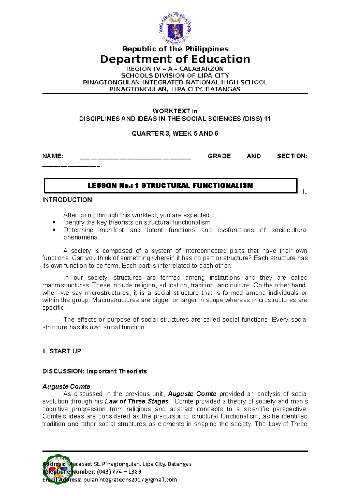 DISS Worktext Q3, W5 AND W6 - Department of Education REGION IV – A ...