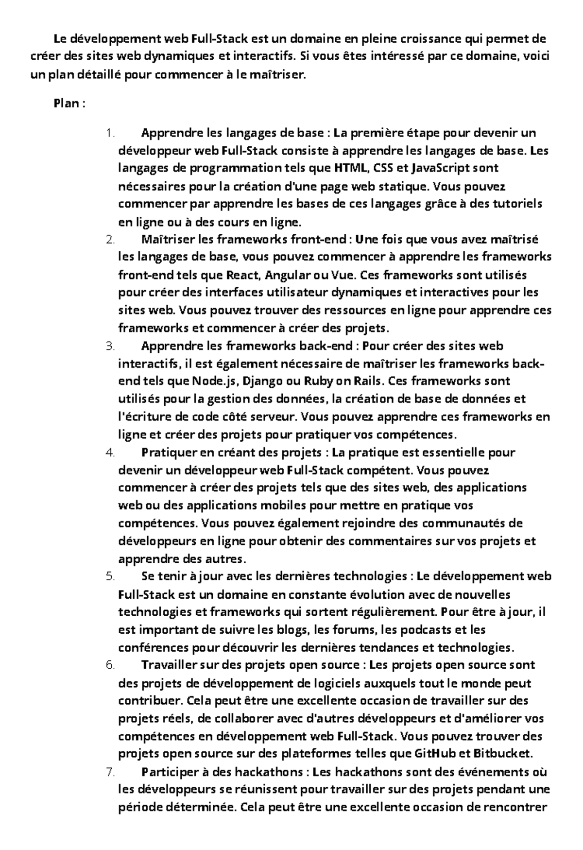 Développement Web Full-Stack - Le développement web Full-Stack est un ...