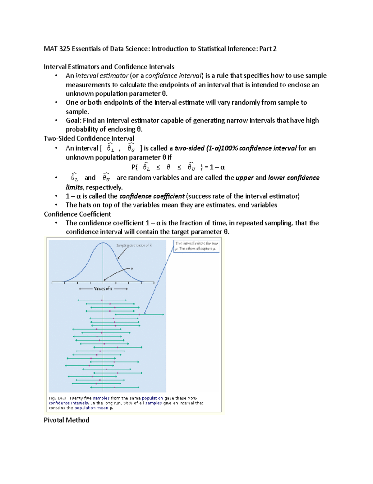 Statistical interference Part2 notes - MAT 325 Essentials of Data ...