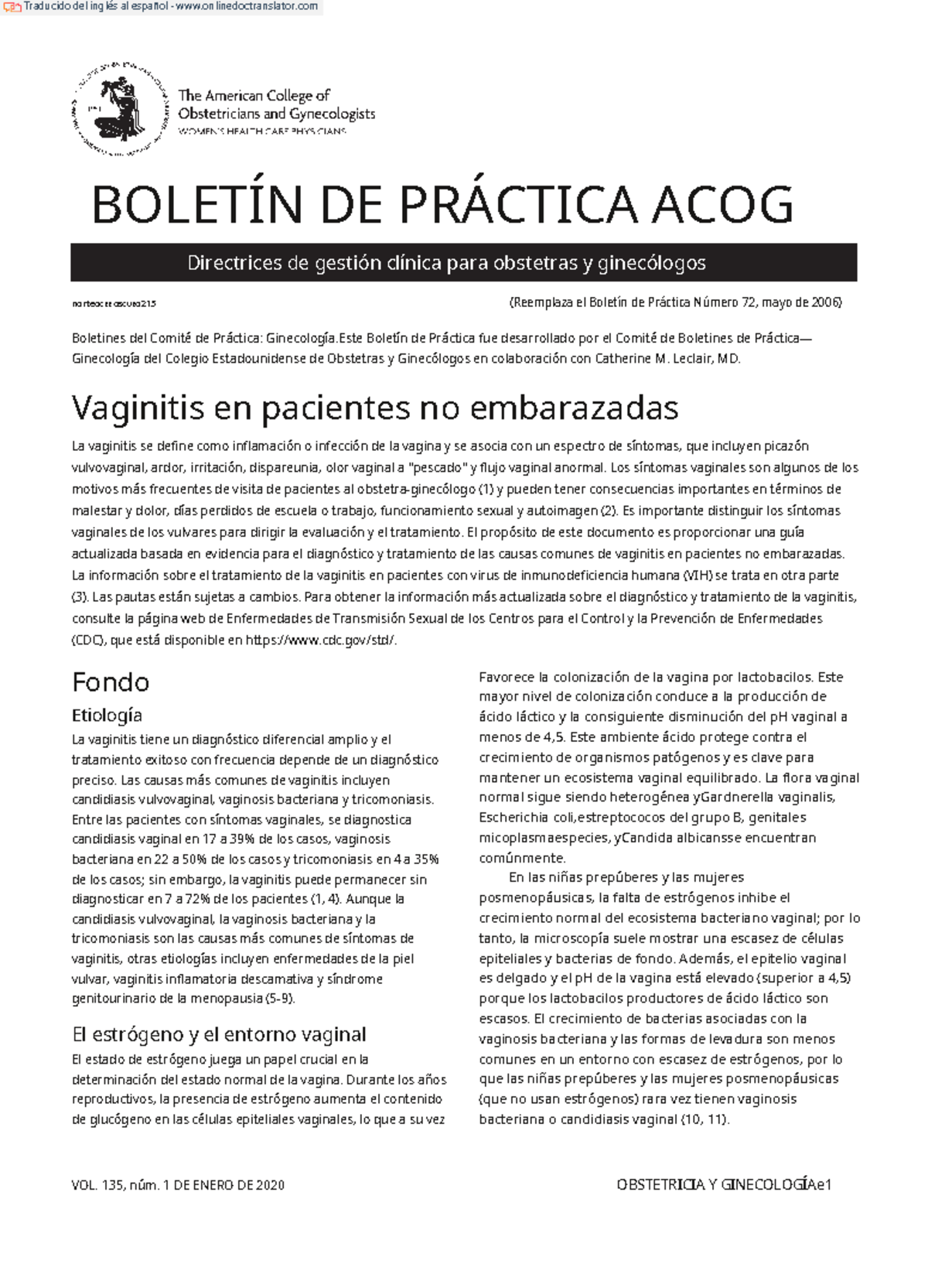 - Vaginitis in Nonpregnant Patients ( ACOG PB - 2020) - BOLETÍN DE ...