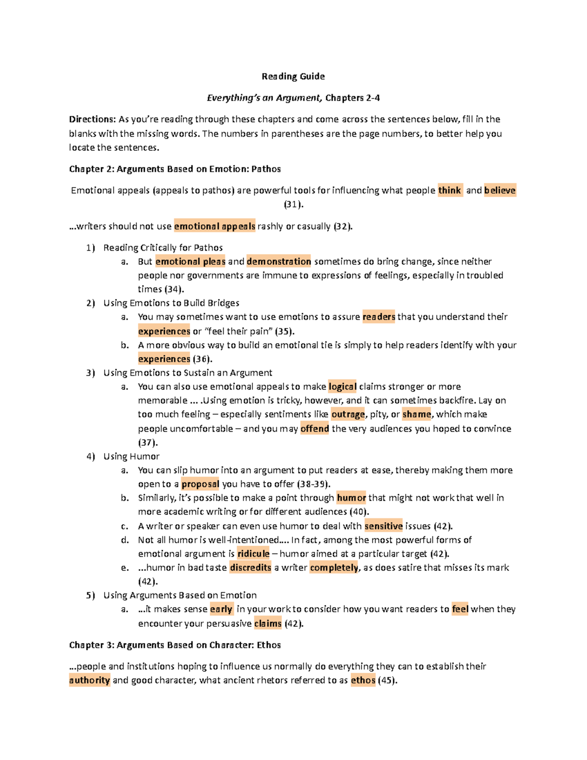 Copy of Reading Guide Chapters 2 to 4 (9th edition) - Reading Guide ...