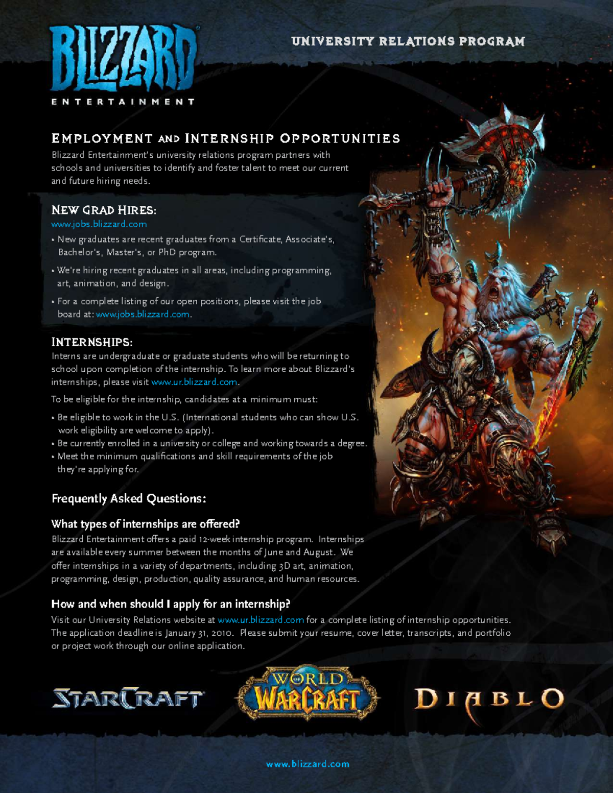 Blizzard - Employme nt and I nt e r nsh i p O pp o rt u n i t i e s ...