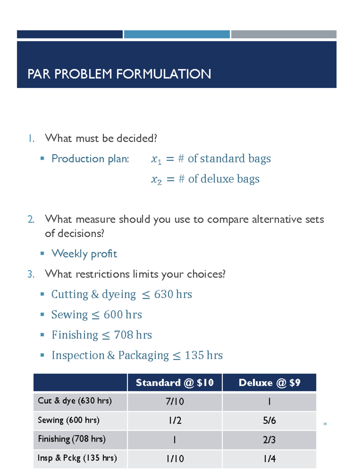 Lecture 7 (pp14-15 missing parts) - PAR PROBLEM FORMULATION 14 1. What ...
