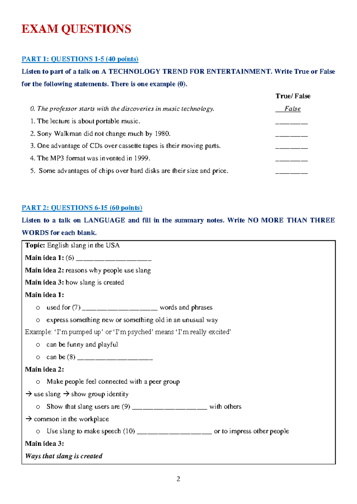 Inbound 3711910034723293141 - 2 EXAM QUESTIONS PART 1: QUESTIONS 1-5 ...