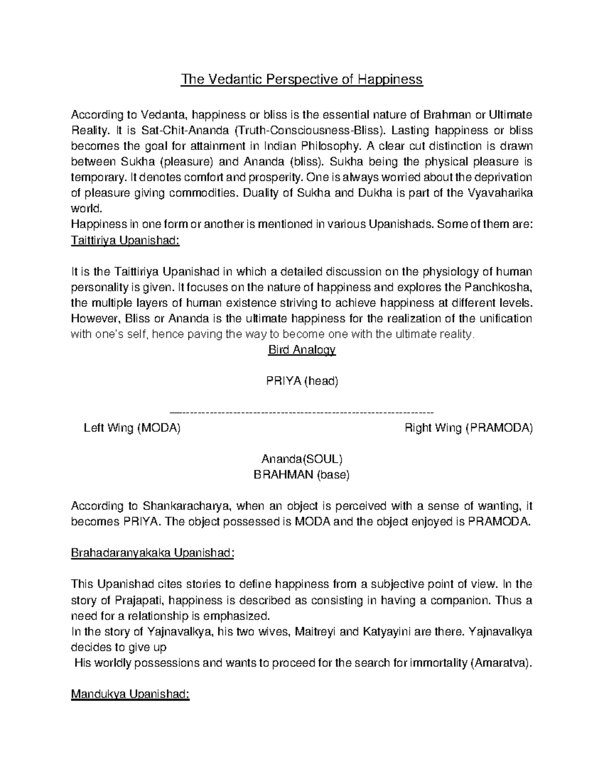 The Vedantic Perspective of Happiness - The Vedantic Perspective of ...