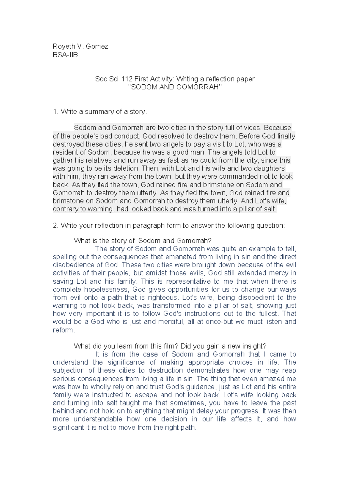 Royeth Soc Sci - AEAE - Royeth V. Gomez BSA-IIB Soc Sci 112 First ...