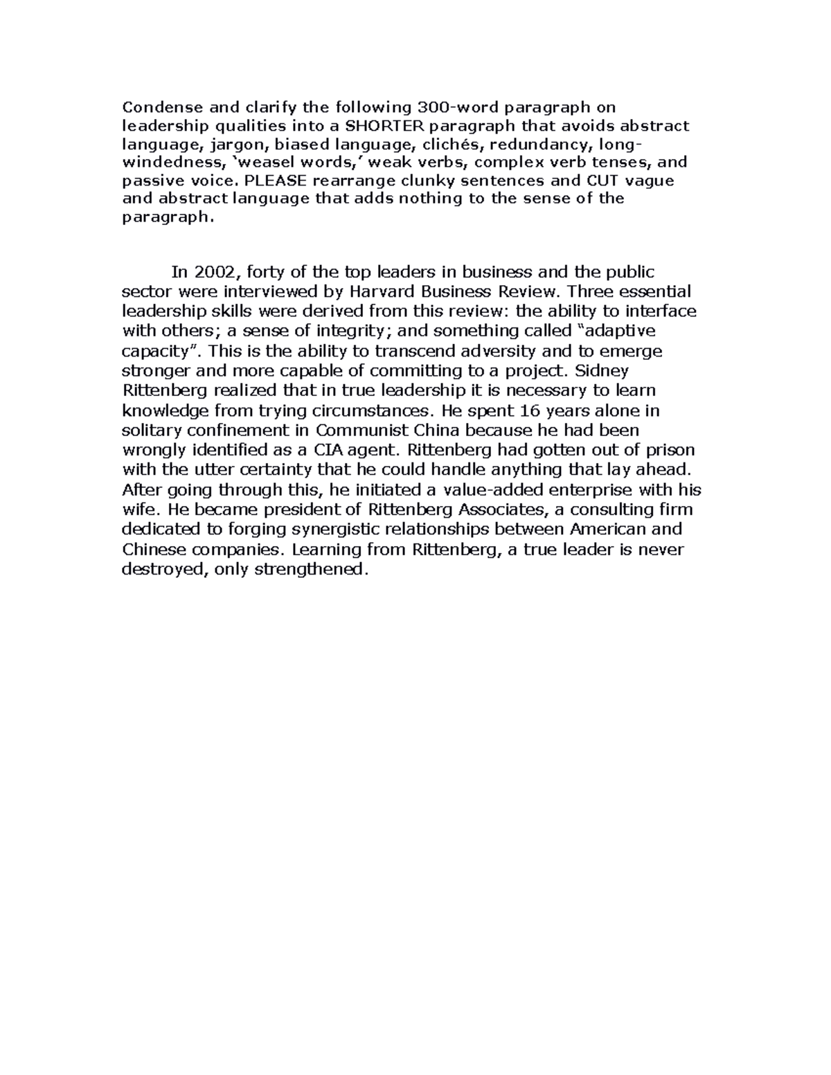 ICA 10:6 - ICA - Condense and clarify the following 300-word paragraph ...