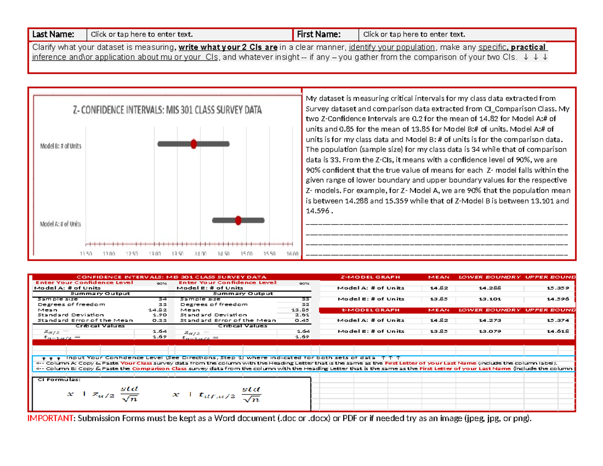 Constructing Confidence Intervals and Graphs - Last Name: Click or tap ...