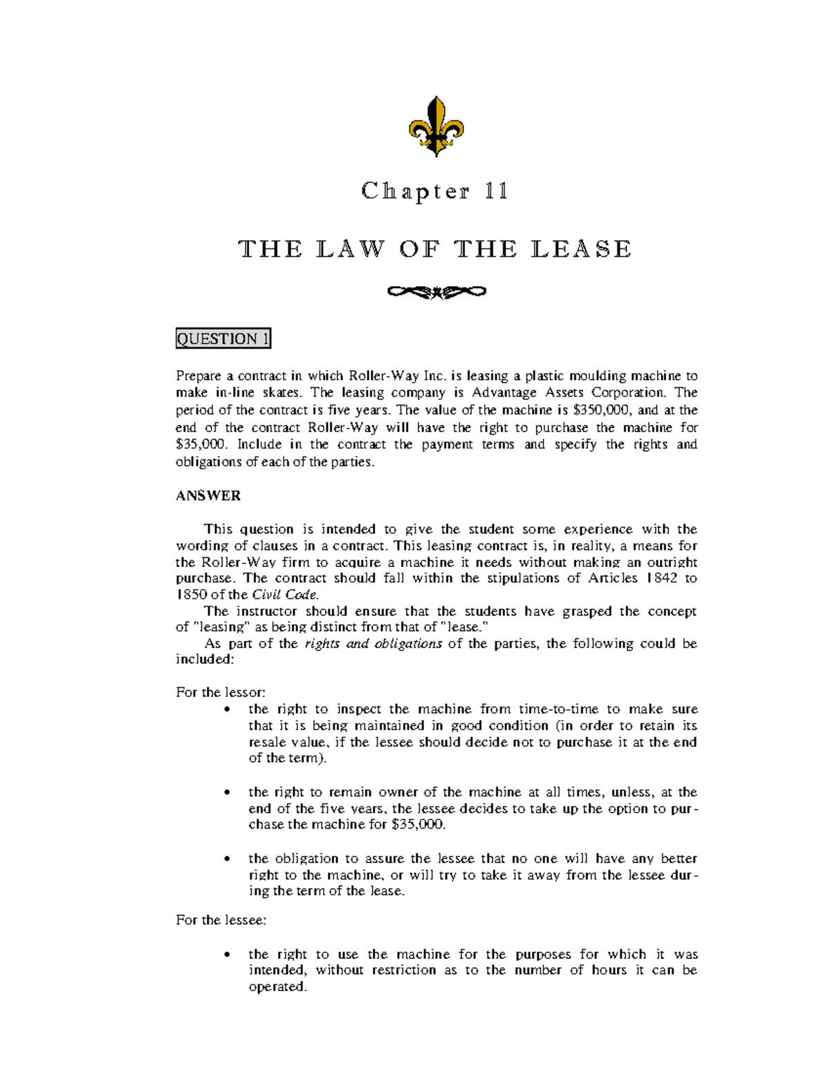 Chapter 11 Questions and Solutions - C h a p t e r 1 1 T H E L A W O F ...