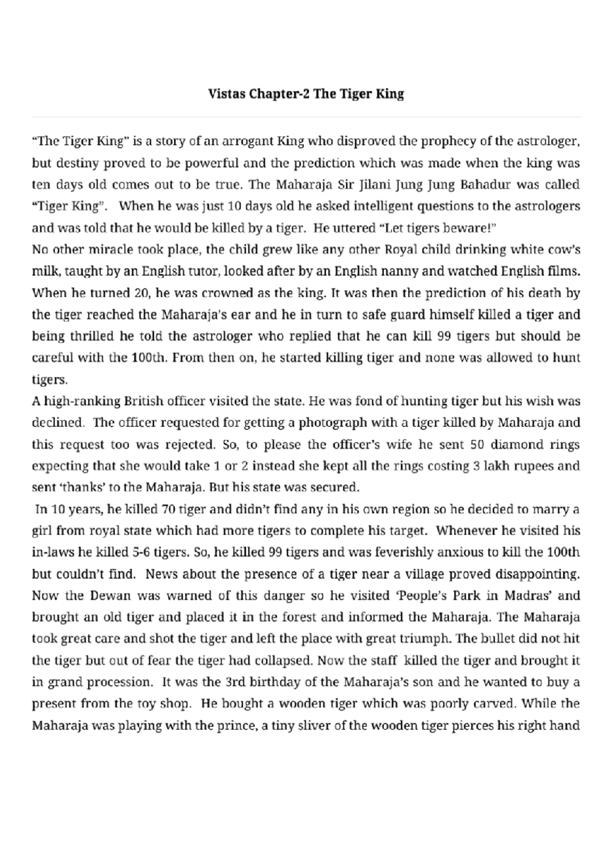 Tiger king - Revision notes - English Language Teaching - Studocu