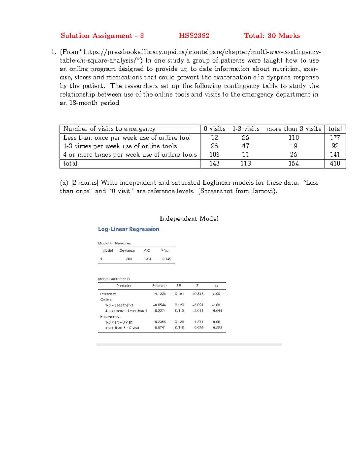 Model Solution for Assignment 3-2382-W233 - Solution Assignment - 3 ...