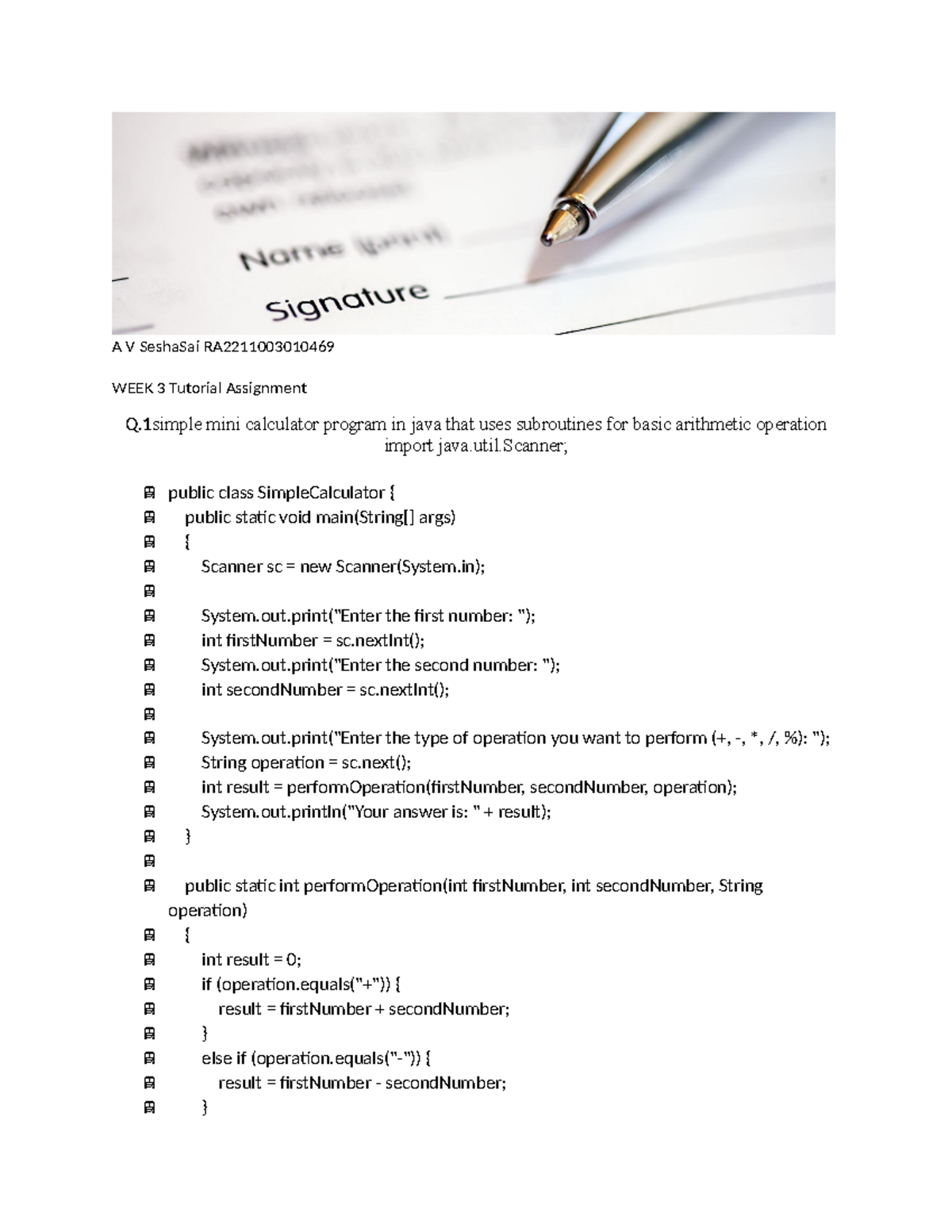 APP TUT 3 - NOTES - A V SeshaSai RA WEEK 3 Tutorial Assignment Q mini ...