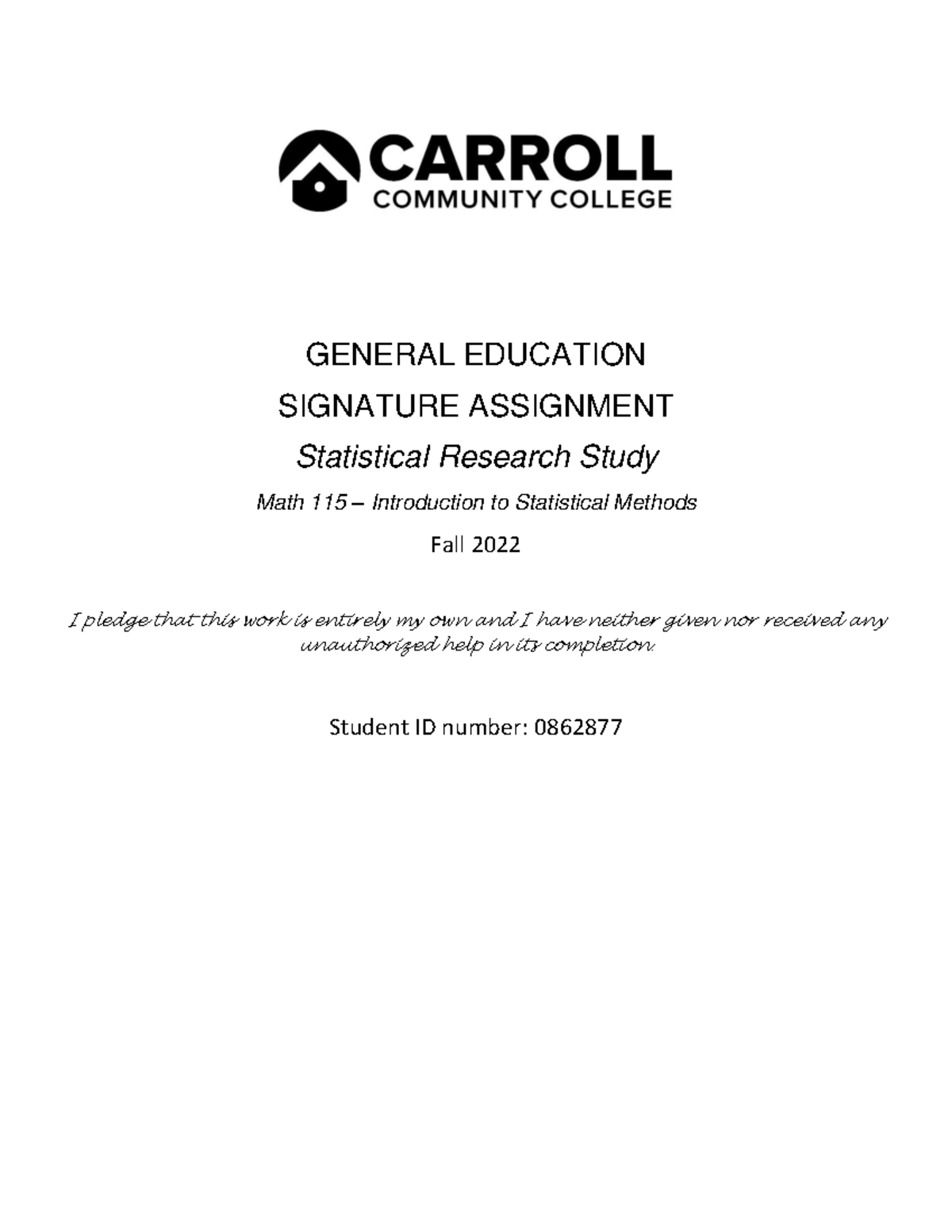 Math 115 - Signature Assignment - number 2 - GENERAL EDUCATION ...