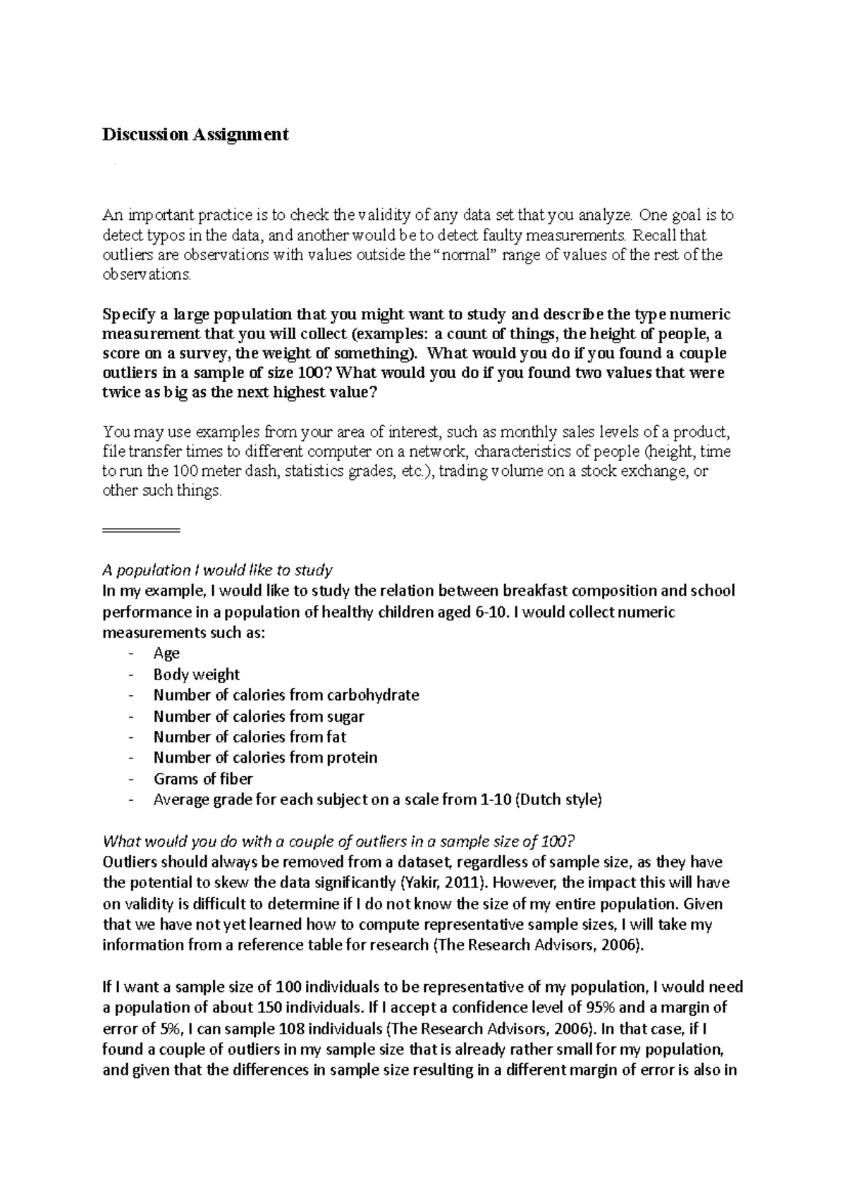 Discussion assignment unit 3 - Discussion Assignment An important ...