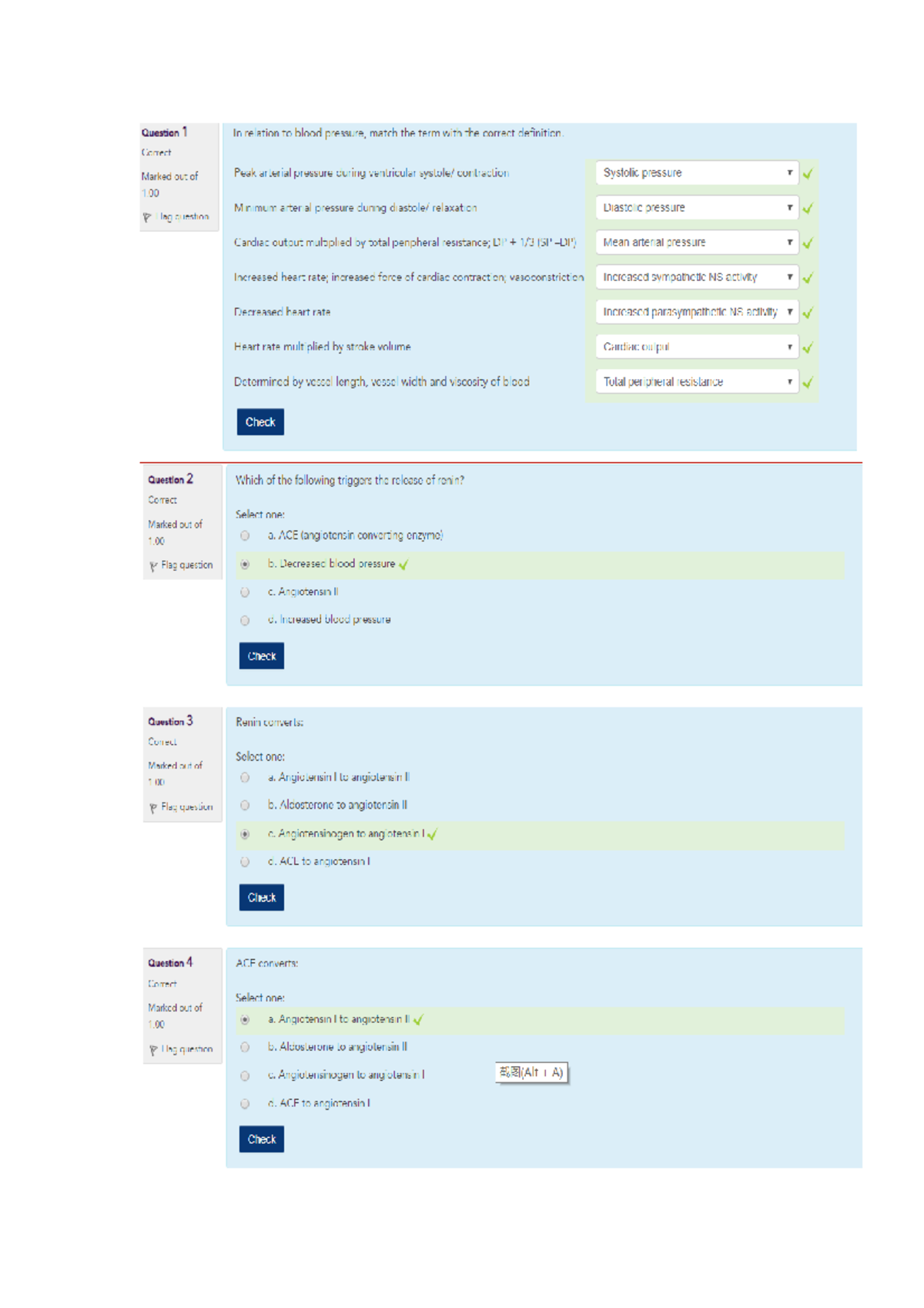 Week four quiz answer - BIOL126 - Studocu