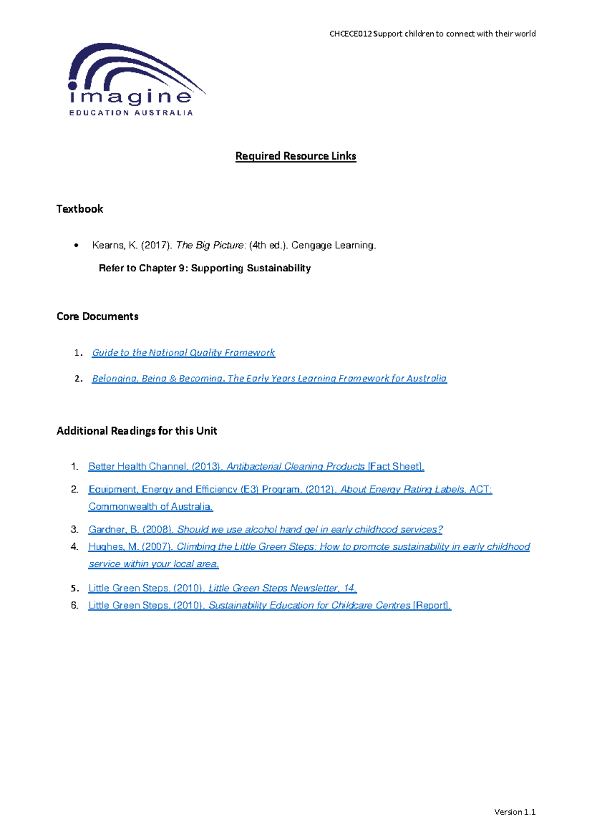 Chcece 012-Resource-Links - CHCECE012 Support children to connect with ...