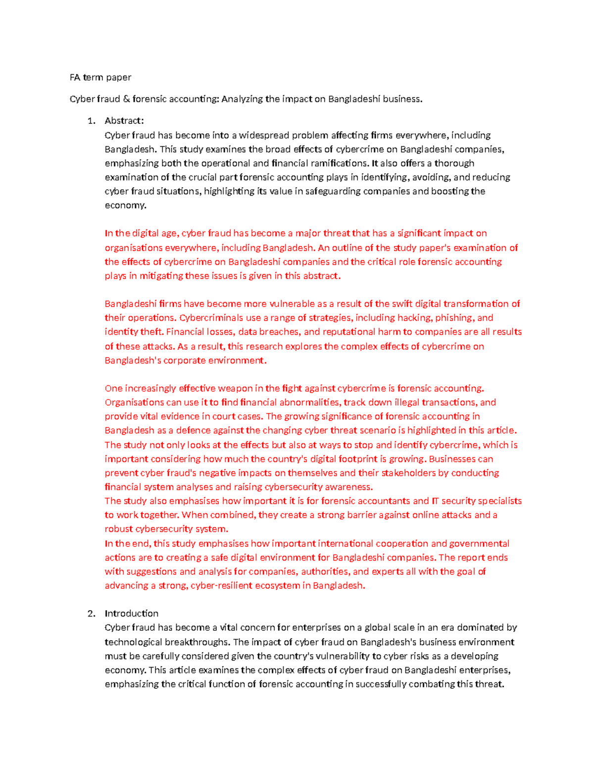 FA term paper - FA term paper Cyber fraud & forensic accounting ...